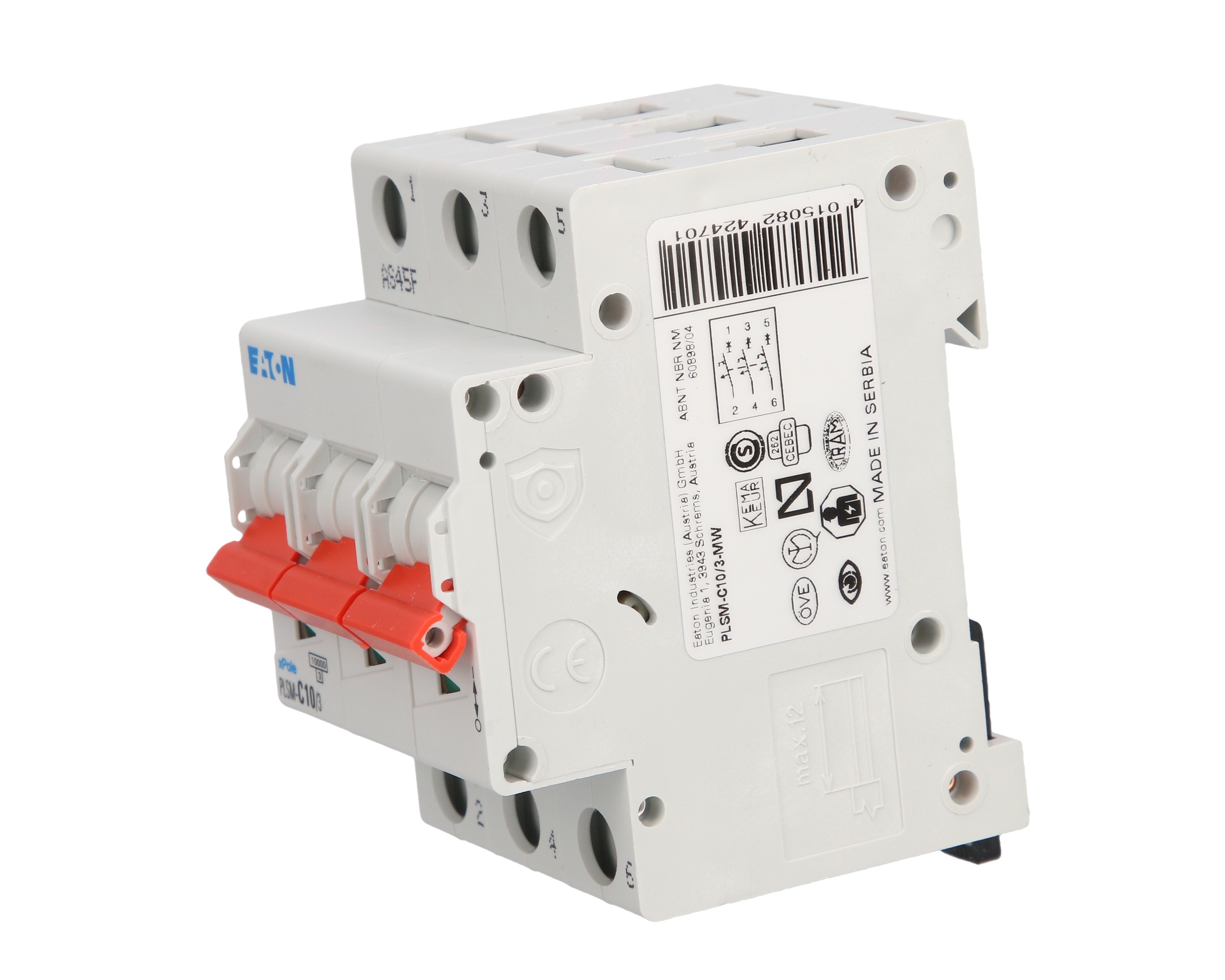 Wyłącznik nadprądowy 3P C 10A 10kA AC PLSM-C10/3-MW 242470 – EATON | TIM SA