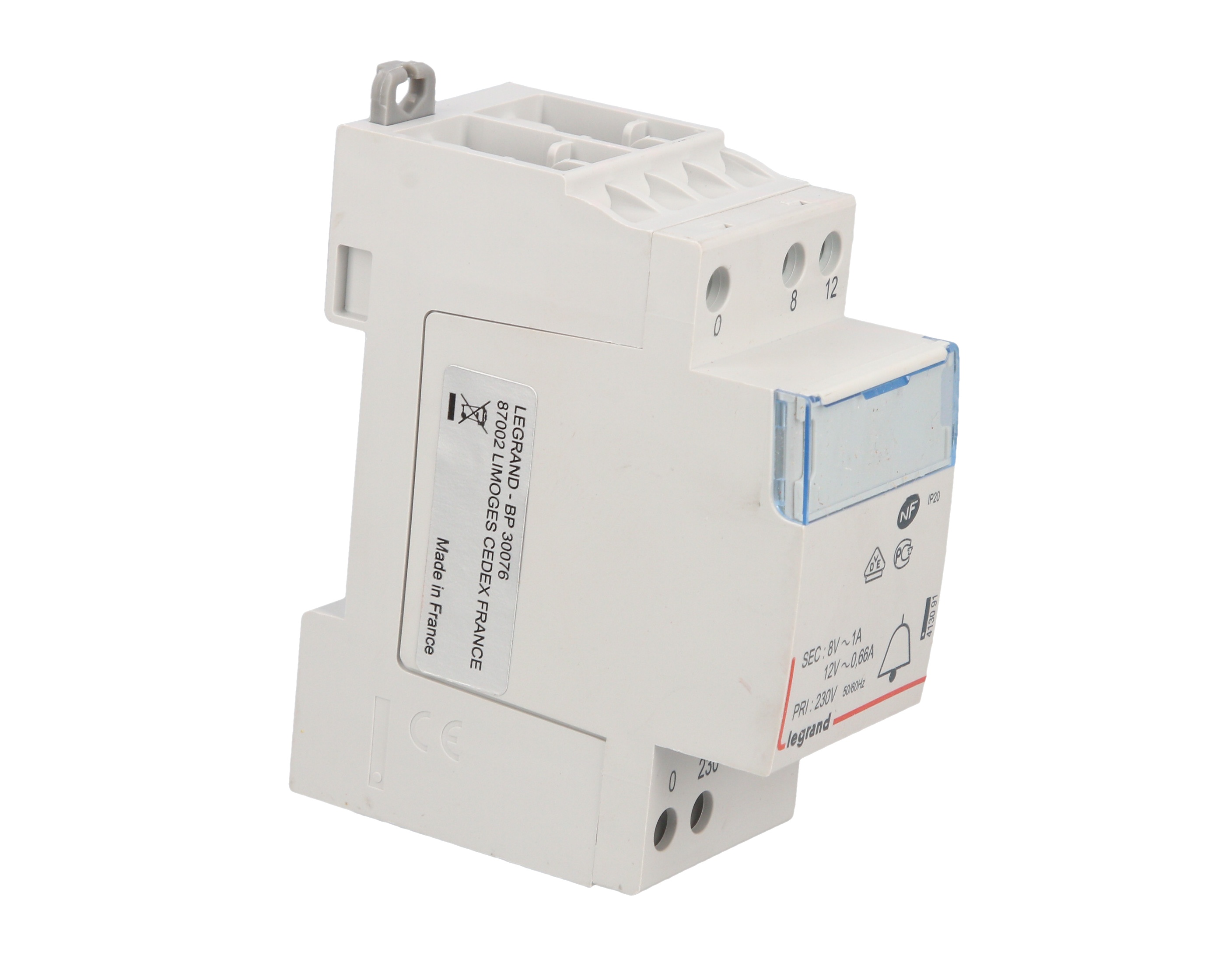 Transformator dzwonkowy modułowy TR308 230/12/8V 8VA 0,66/1A 413091 ...