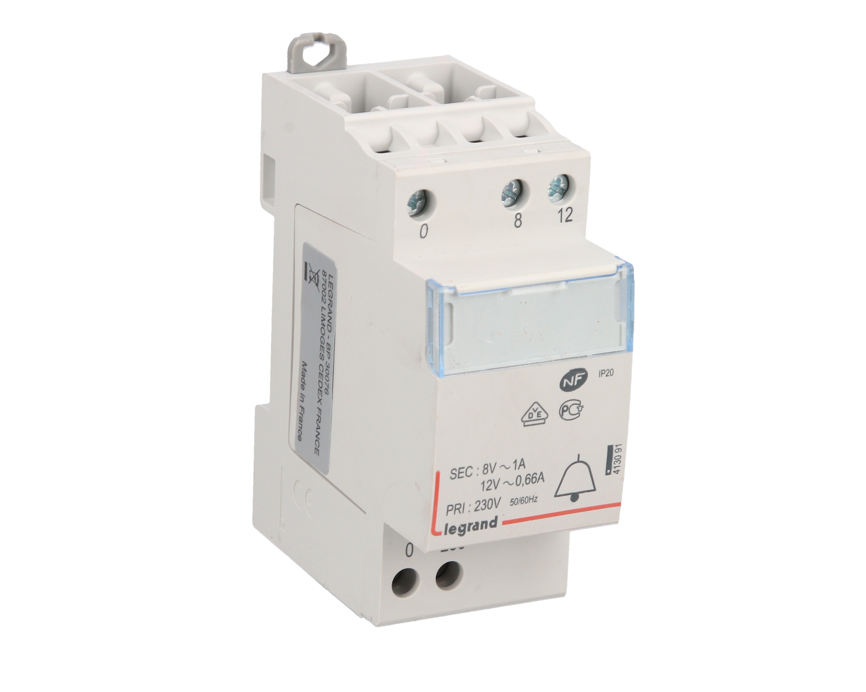 Transformator dzwonkowy modułowy TR308 230/12/8V 8VA 0,66/1A 413091 ...