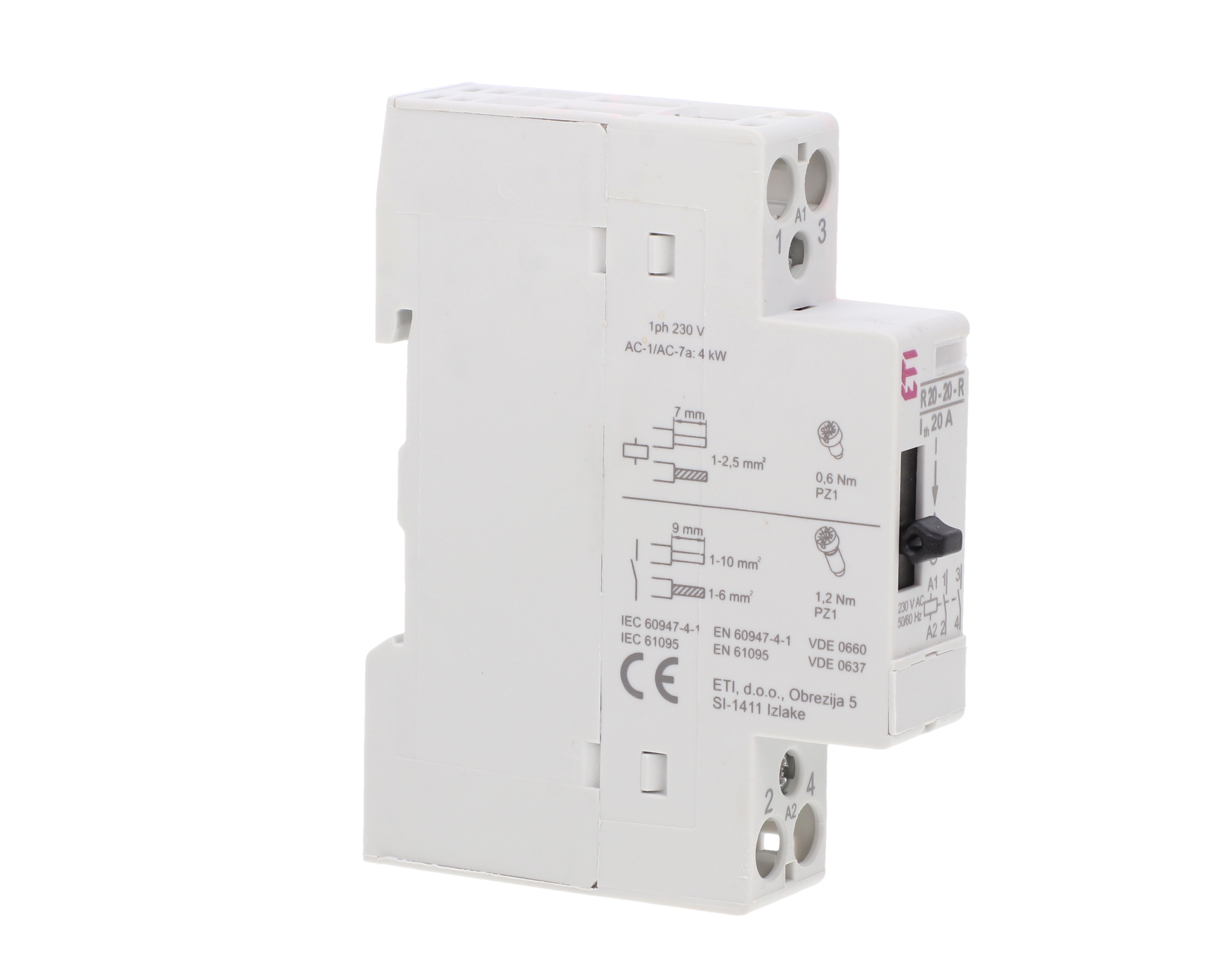 Stycznik modułowy 20A 230V AC 2Z 0R R20-20-R-230V AC 002464040 – ETI ...