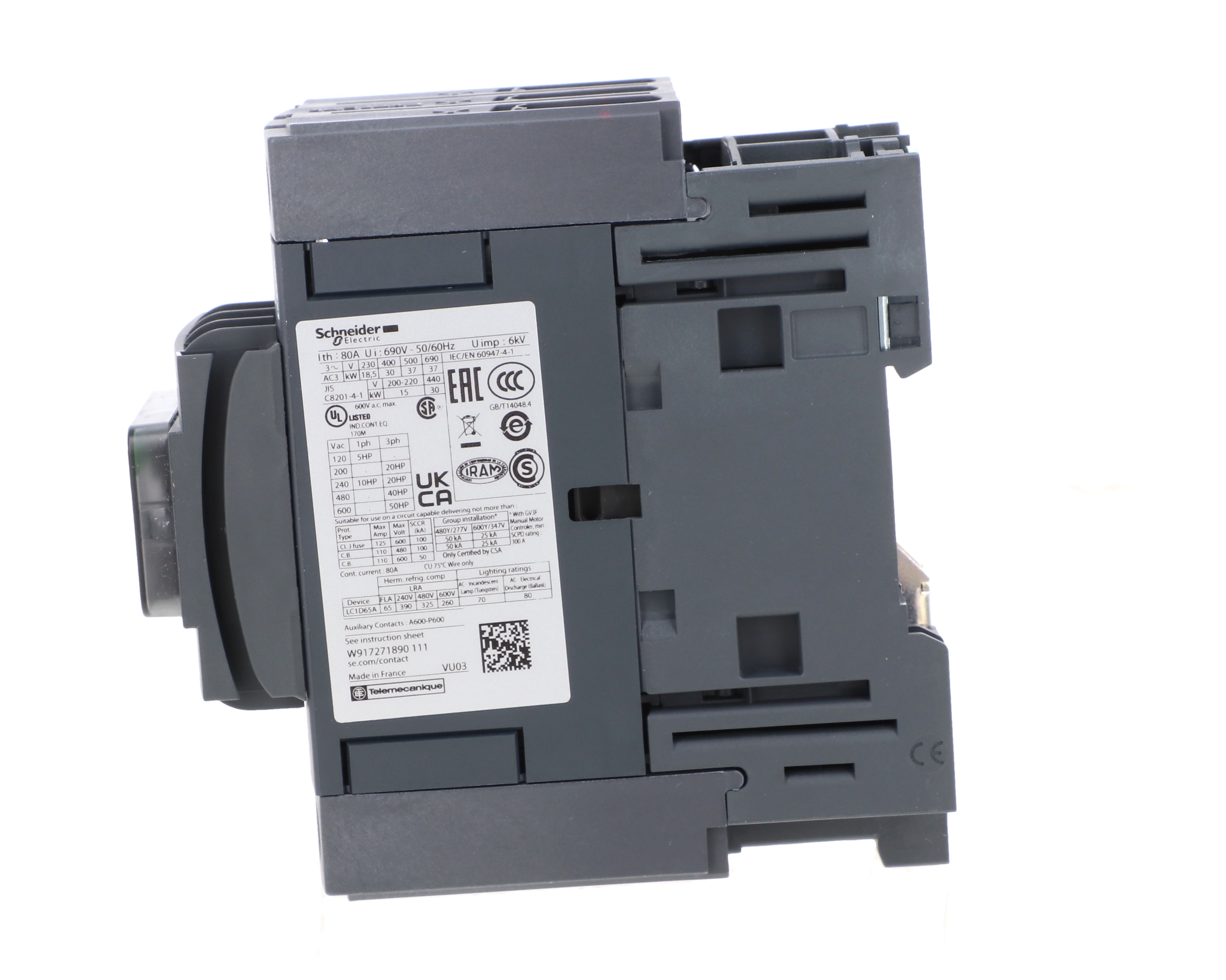 TeSys Deca Stycznik mocy 65A 3P 24V DC 1Z 1R (EVK) LC1D65ABD ...