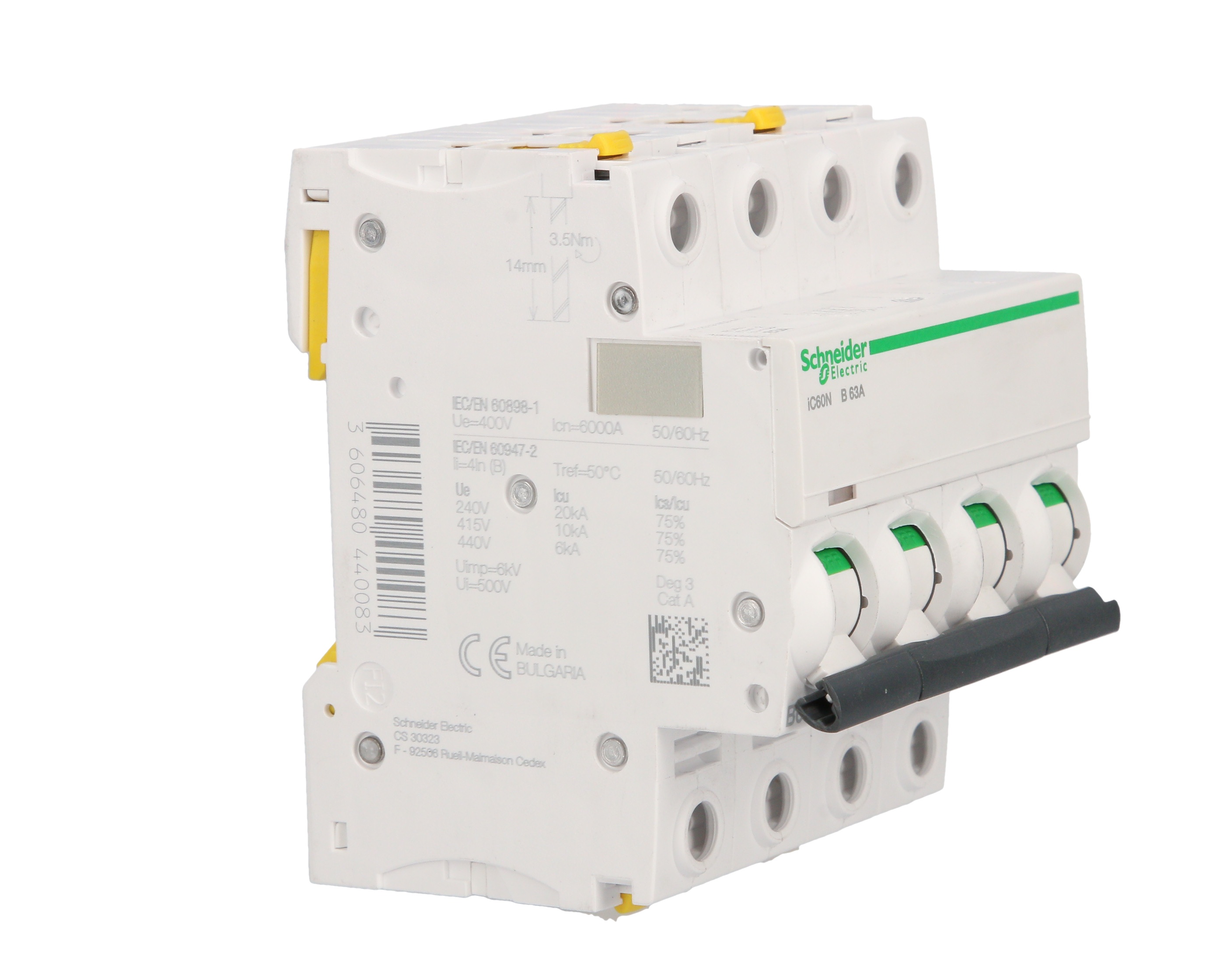 Wyłącznik nadprądowy 4P B 63A 6kA AC iC60N-B63-4 A9F03463 – Schneider ...