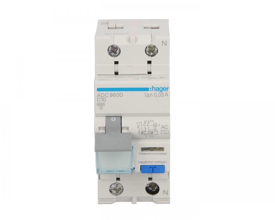 Wyłącznik różnicowo-nadprądowy RCBO 2P C10A 0,03A Typ AC ADC960D – HAGER POLO | TIM SA