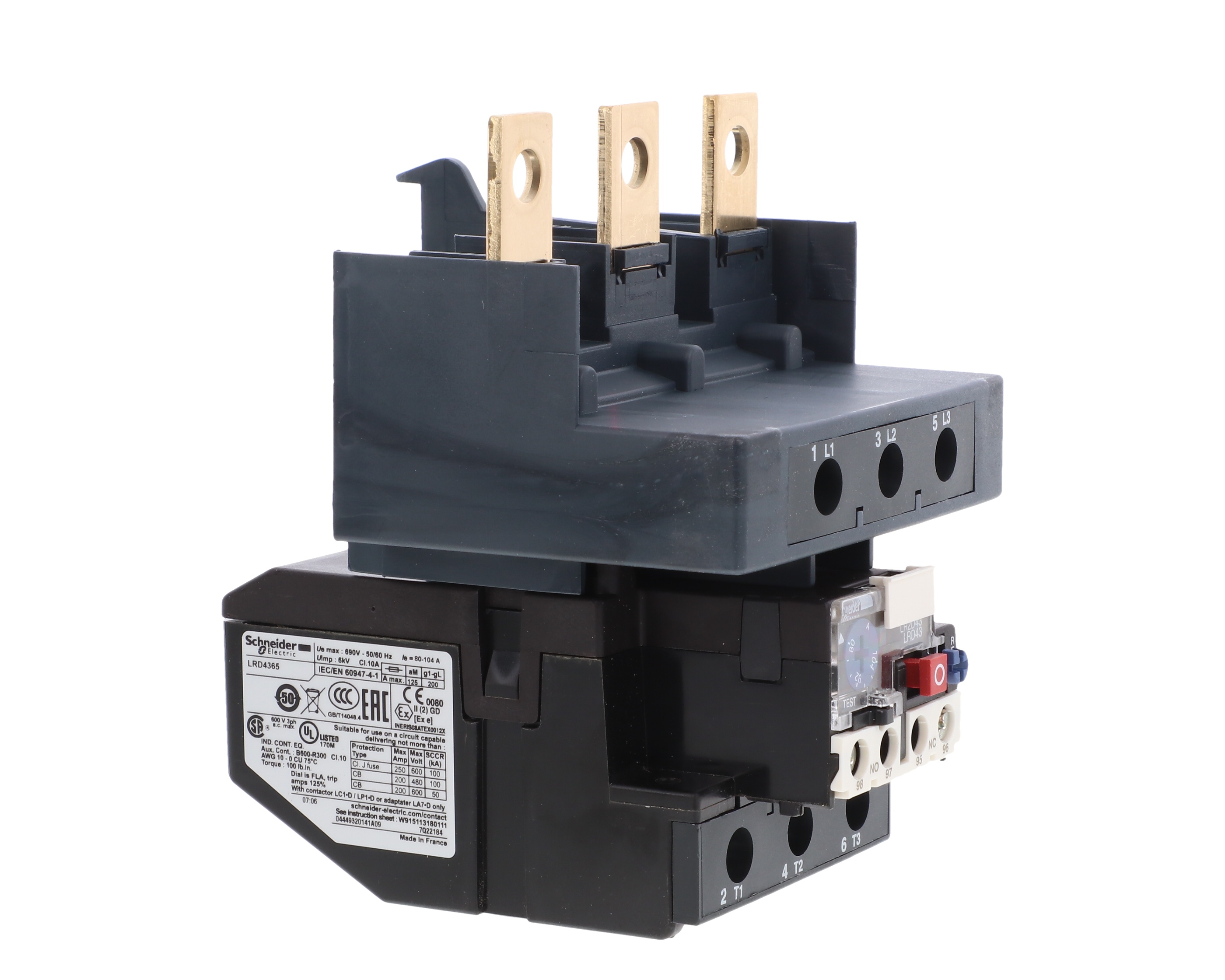 Przekaźnik przeciążeniowy, 80...104A, klasa 10A LRD4365 – Schneider ...