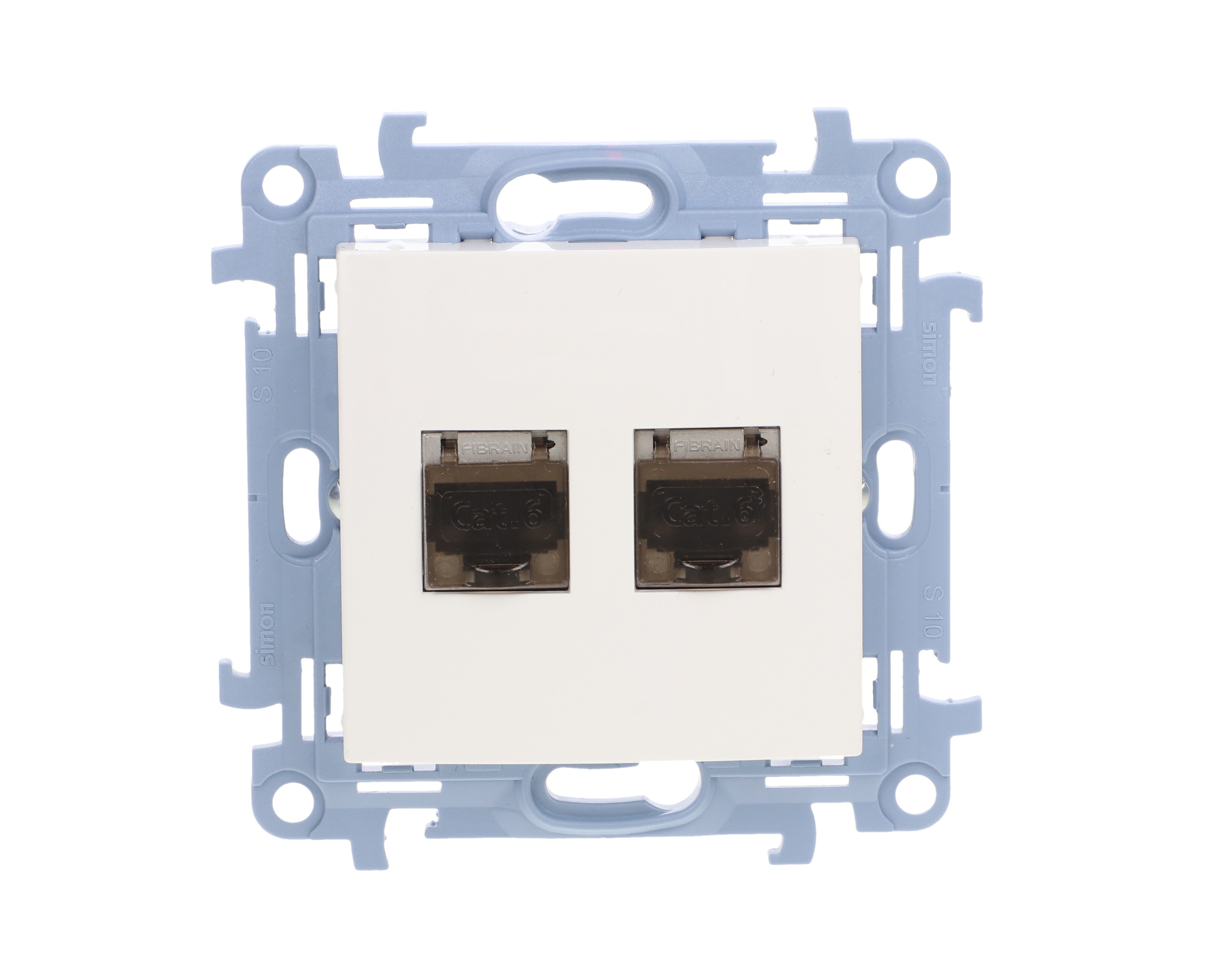 Simon 10 Gniazdo komputerowe podwójne 2xRJ45 kat.6 ekranowane białe ...