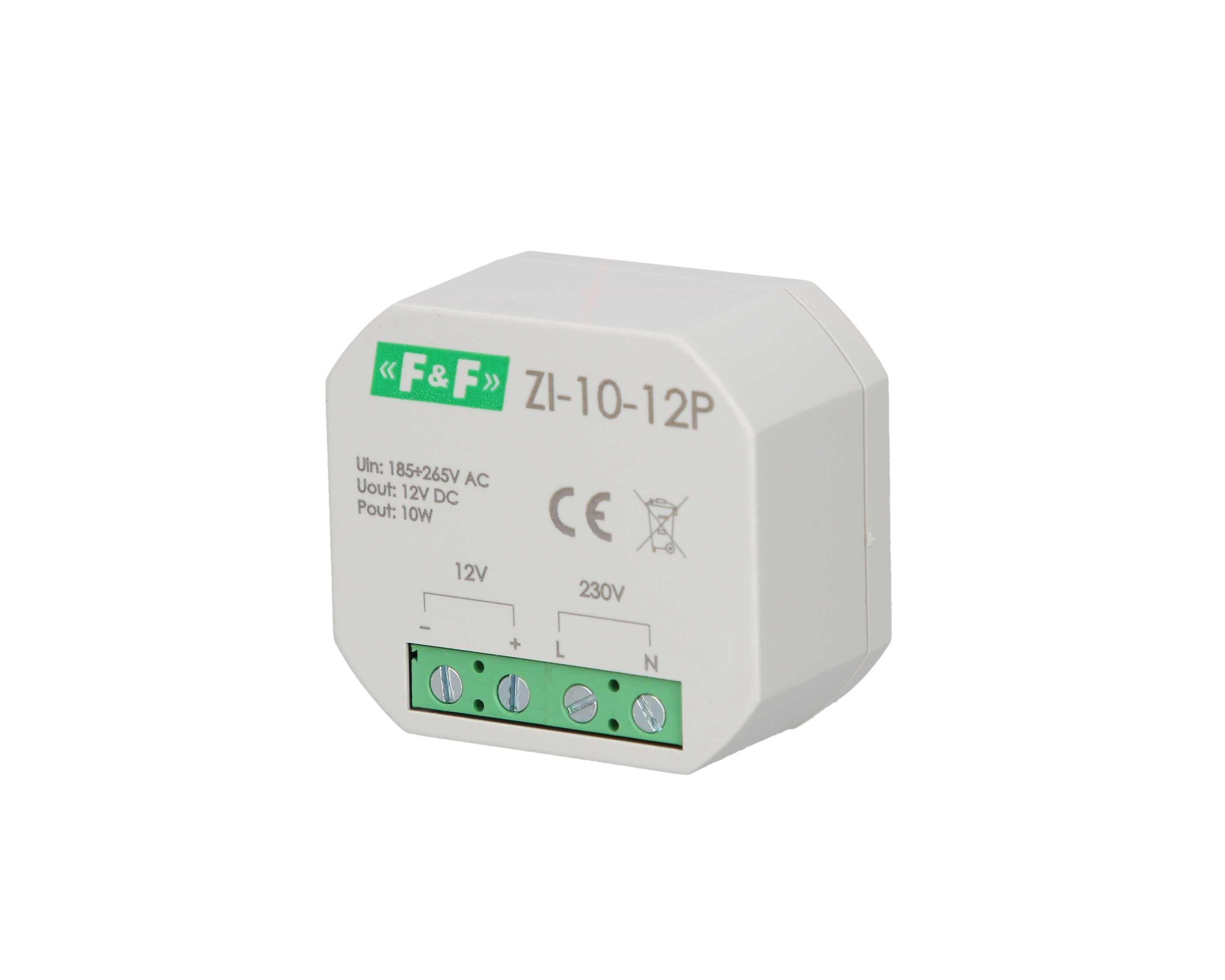 Zasilacz impulsowy do puszki 180-264V AC, wyj. 12V DC 0,83A 10W ZI-10 ...