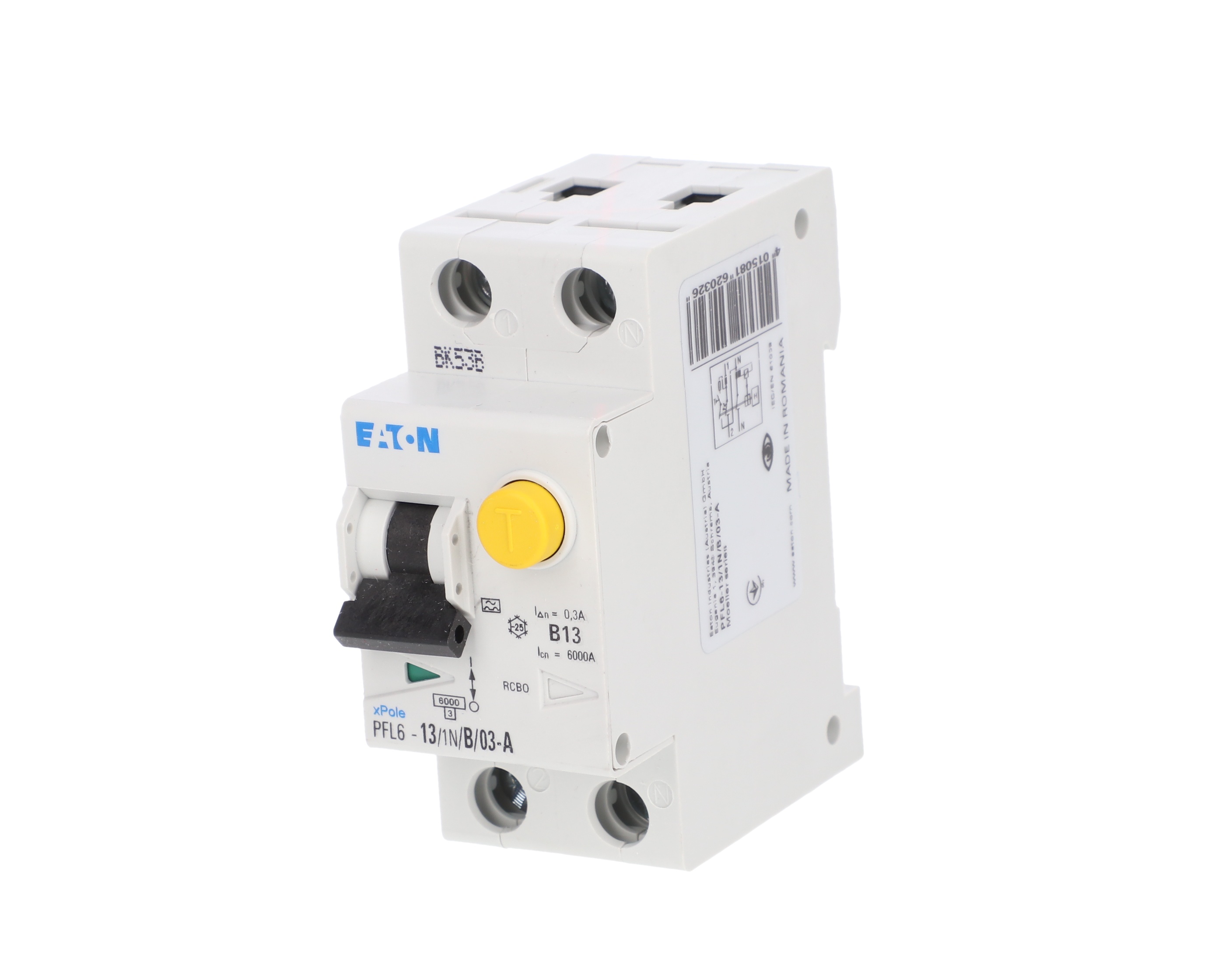 Wyłącznik różnicowo-nadprądowy 1P+N 13A 0,3A typ A PFL6-13/1N/B/03-A ...