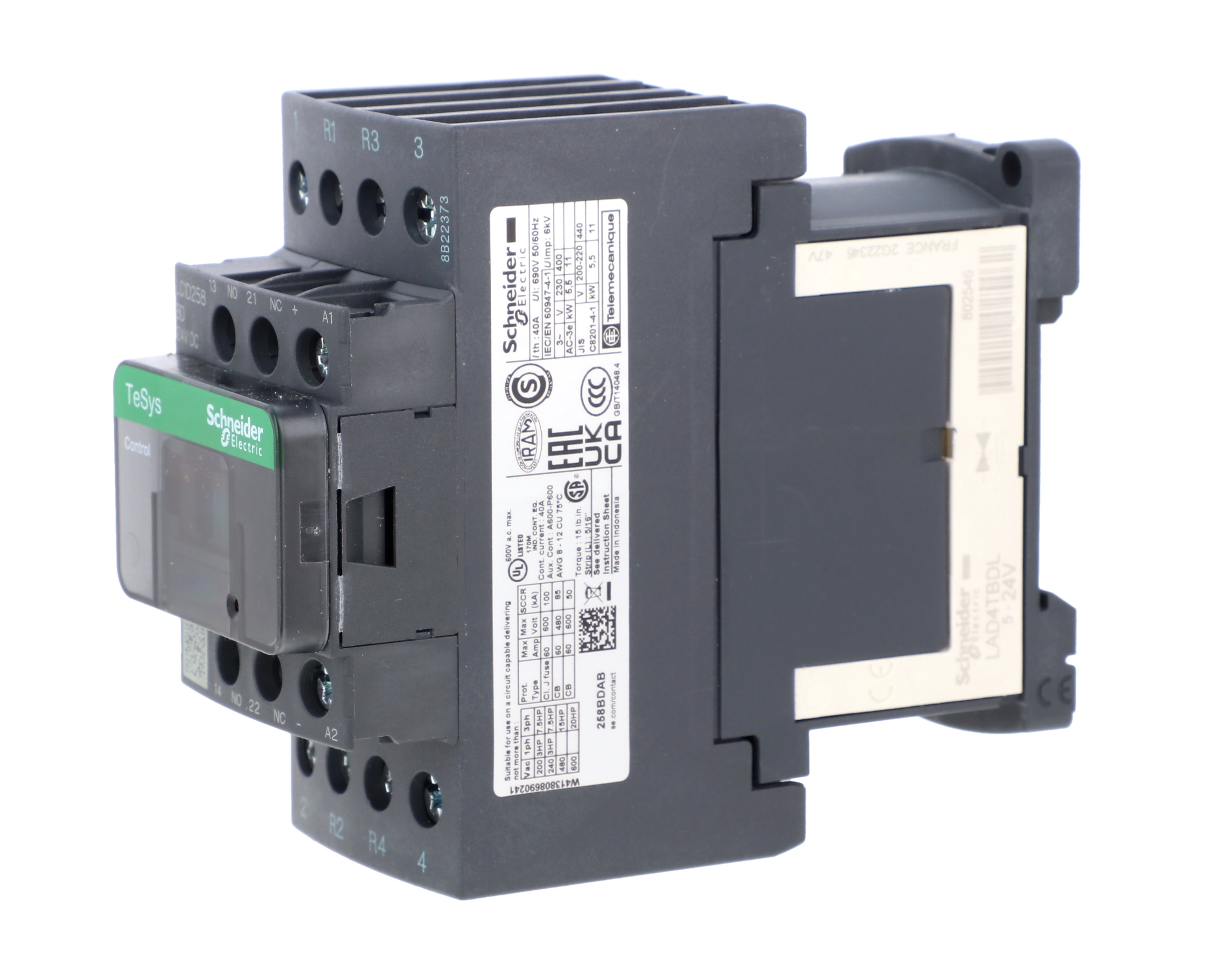 TeSys Deca Stycznik mocy 25A 2Z 2R 24V DC 1Z 1R LC1D258BD – Schneider ...