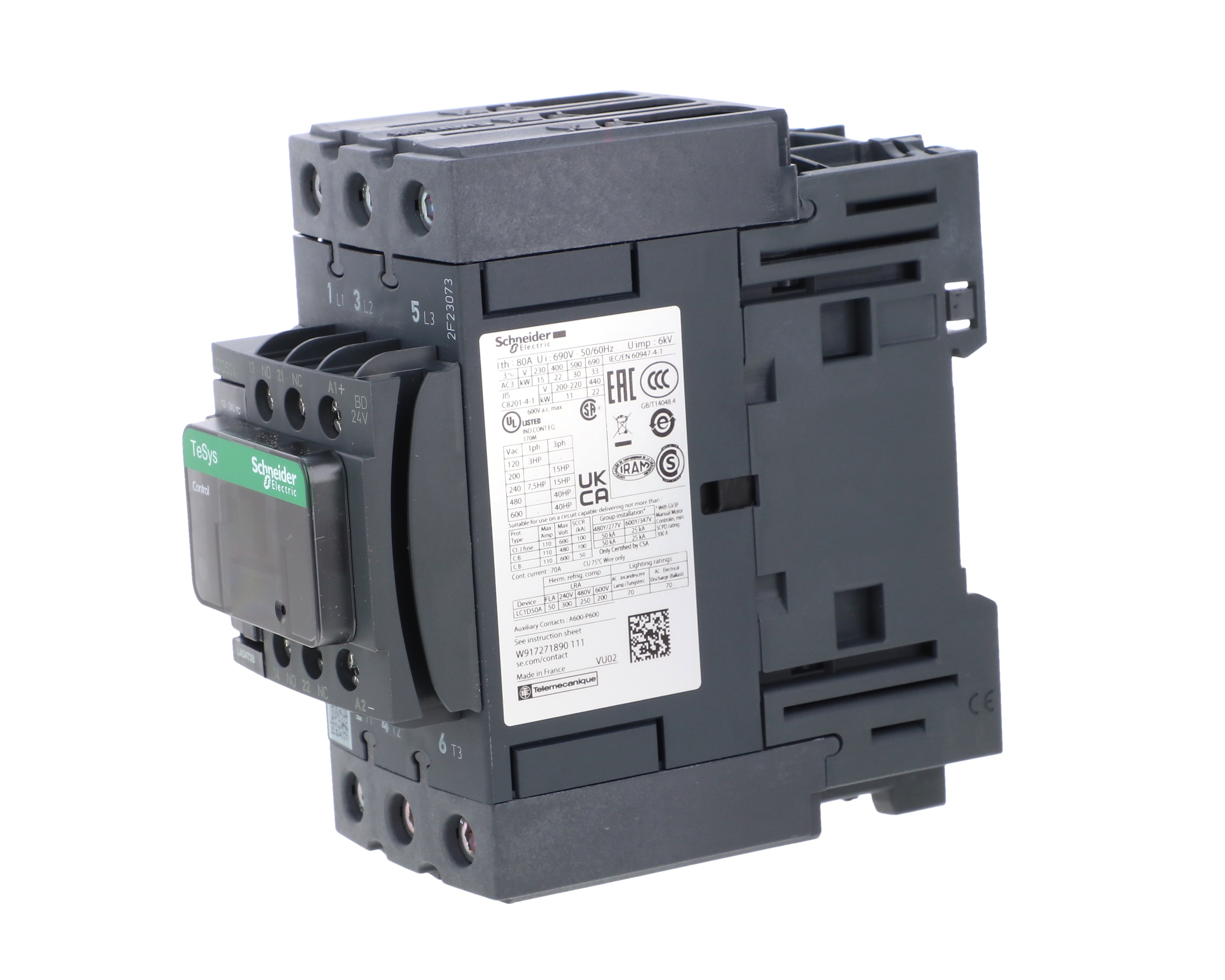 TeSys Deca Stycznik mocy 50A 3P 24V DC 1Z 1R (EVK) LC1D50ABD ...