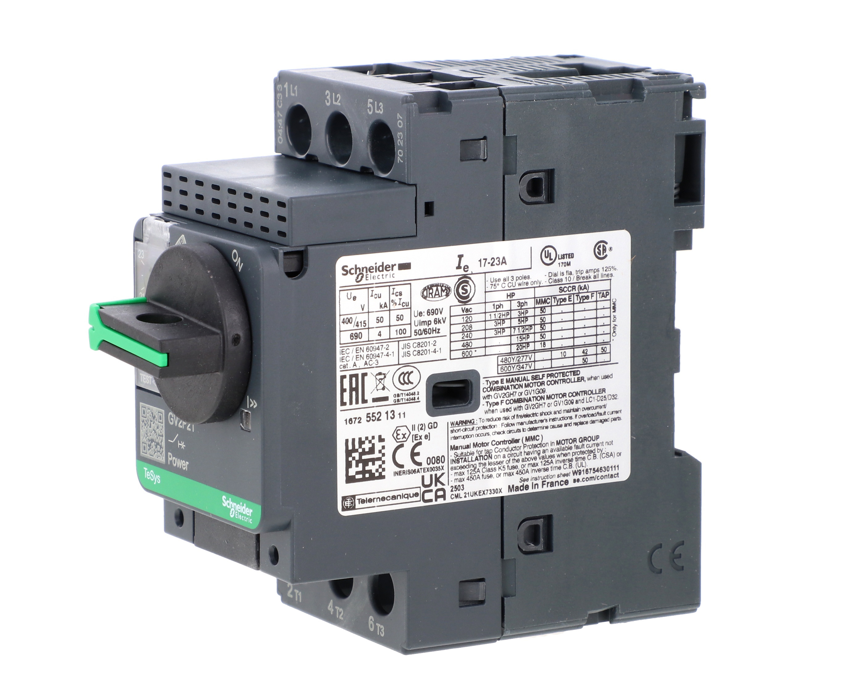 TeSys Deca Wyłącznik silnikowy 3P 9kW 17-23A GV2P21 – Schneider | TIM SA