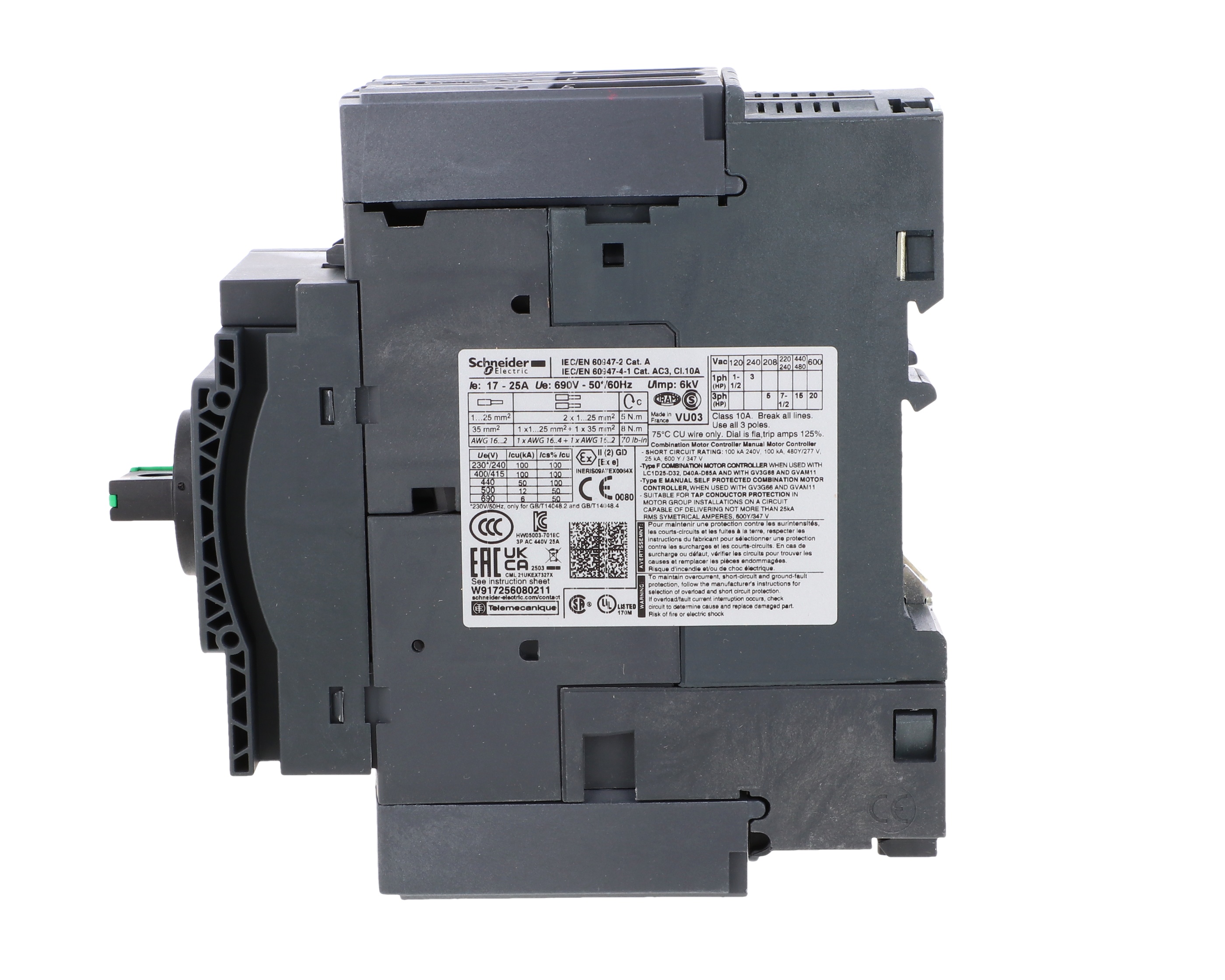 TeSys Deca Wyłącznik silnikowy 3P 11kW 17-25A (EVK) GV3P25 – Schneider ...