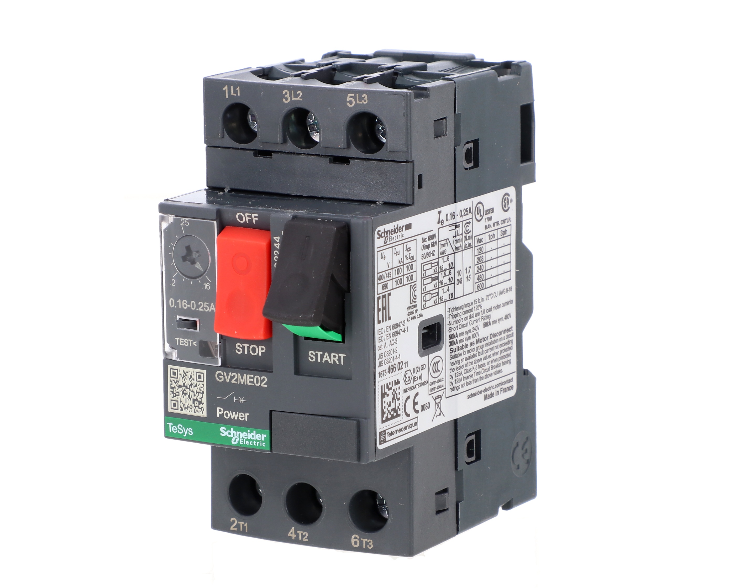 TeSys Deca Wyłącznik silnikowy 3P 0,06kW 0,16-0,25A GV2ME02 – Schneider ...