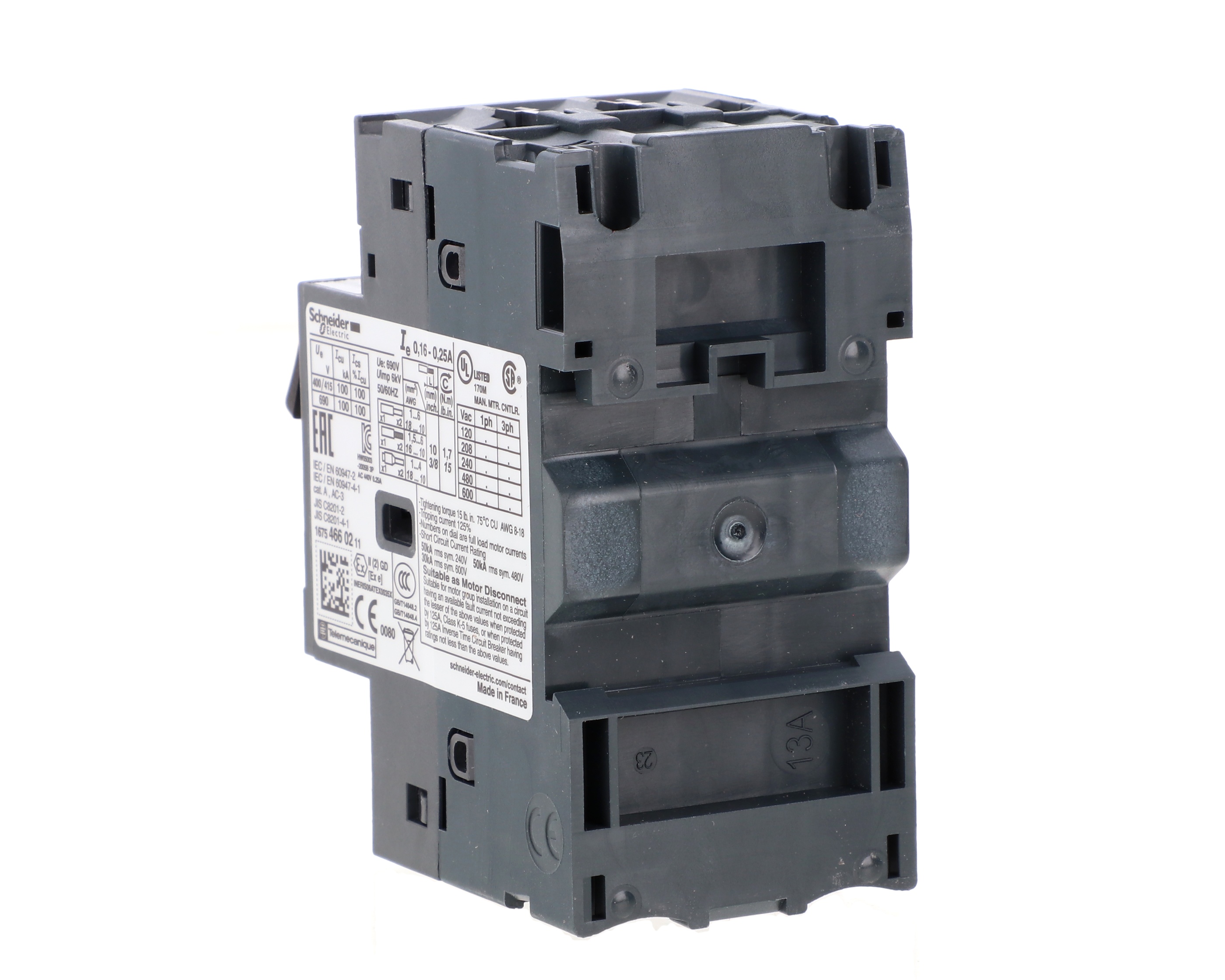 TeSys Deca Wyłącznik silnikowy 3P 0,06kW 0,16-0,25A GV2ME02 – Schneider ...