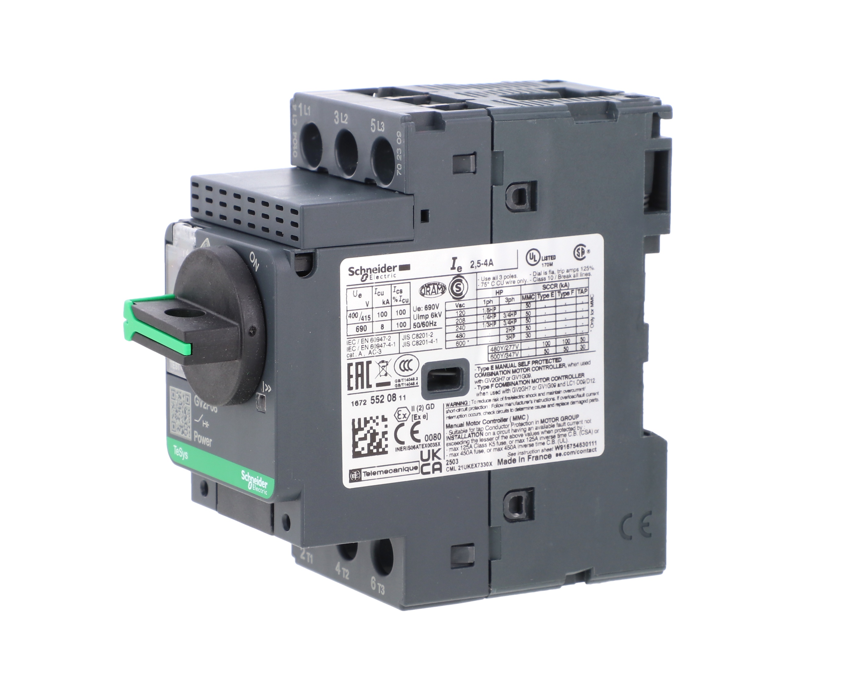 TeSys Deca Wyłącznik silnikowy 3P 1,5kW 2,5-4A GV2P08 – Schneider | TIM SA