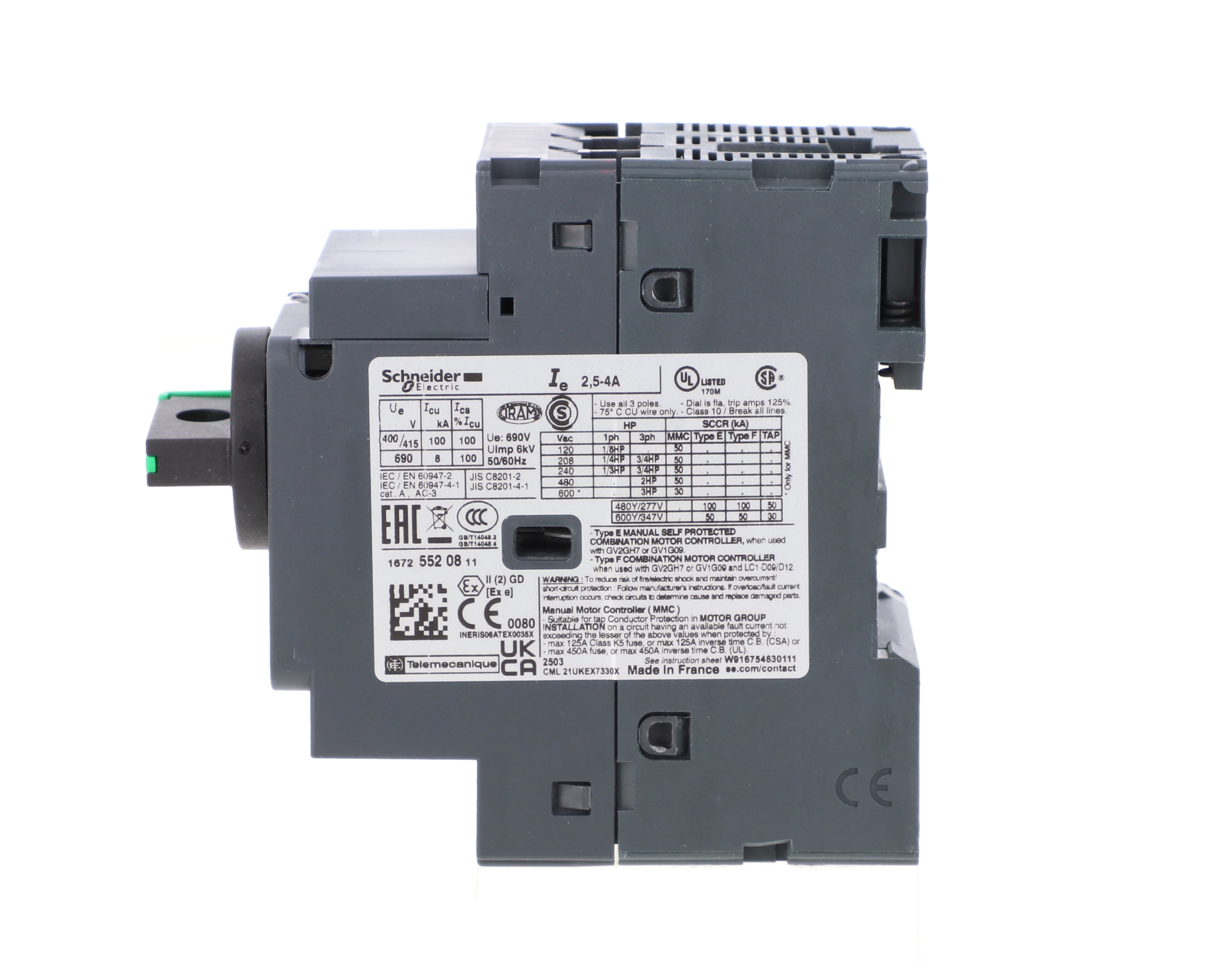 TeSys Deca Wyłącznik silnikowy 3P 1,5kW 2,5-4A GV2P08 – Schneider | TIM SA