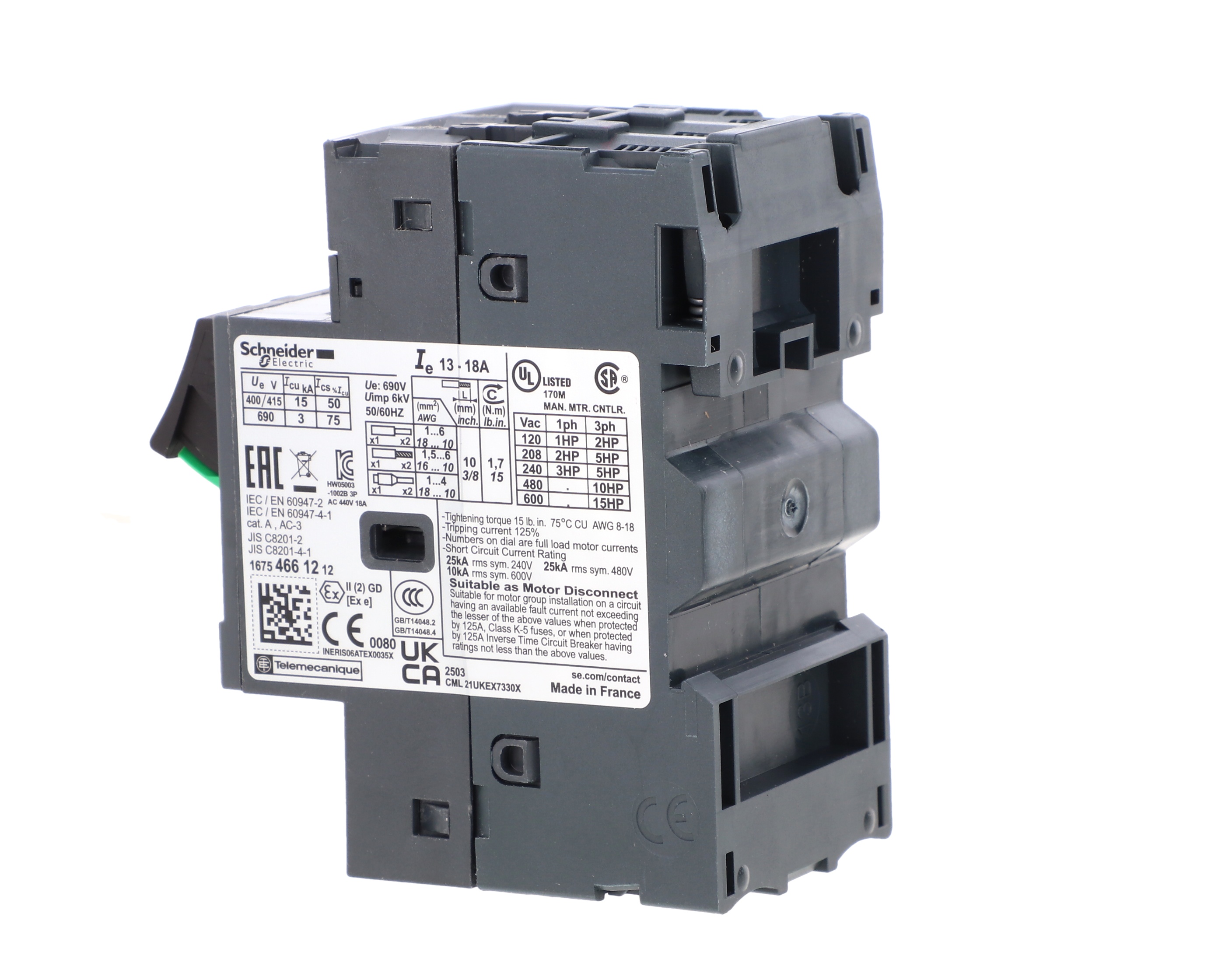 TeSys Deca Wyłącznik silnikowy 3P 7,5kW 13-18A GV2ME20 – Schneider | TIM SA