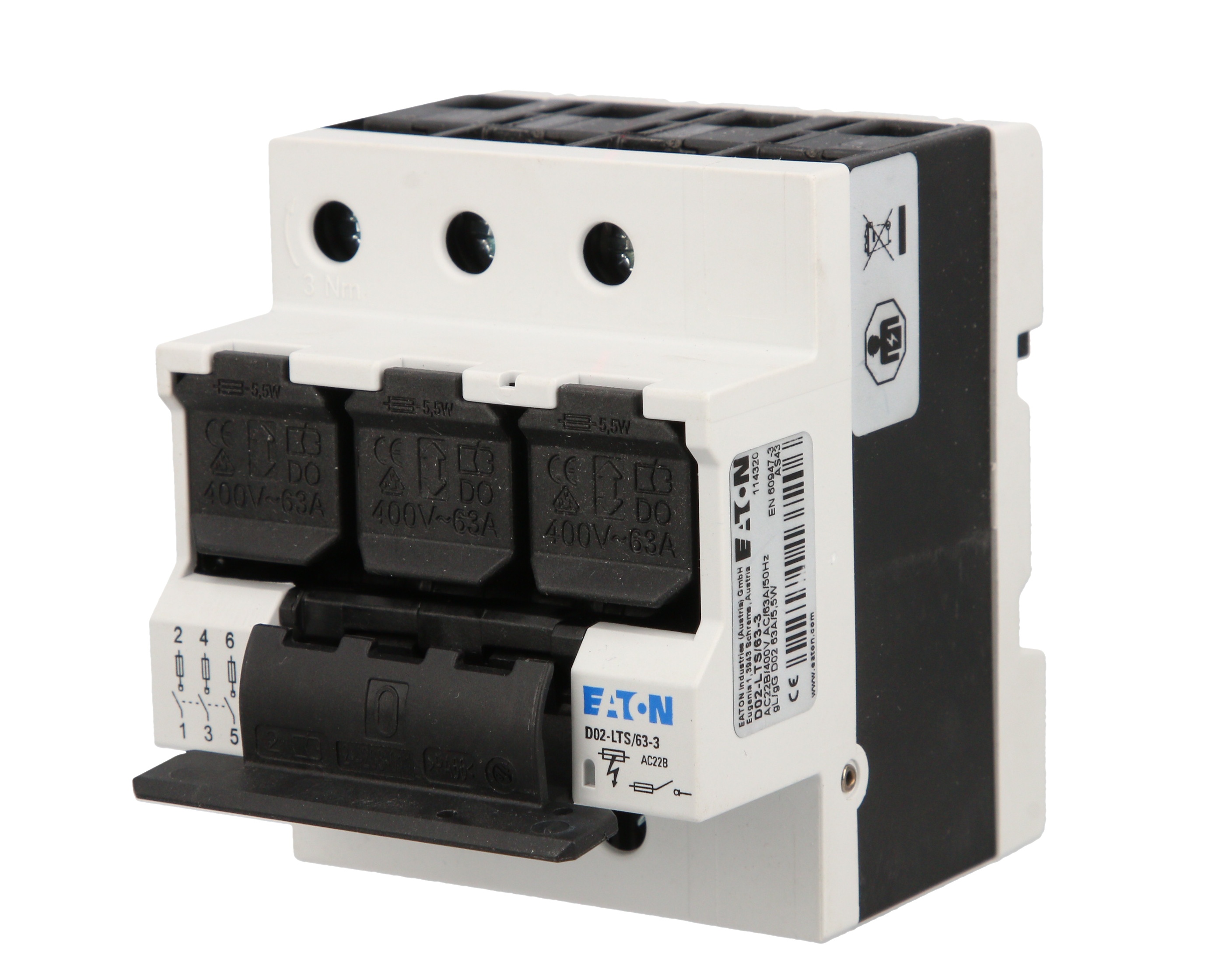 Rozłącznik bezpiecznikowy 63A 3P D02 D02-LTS/63-3 114320 – EATON | TIM SA